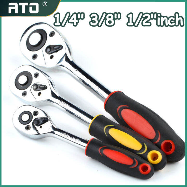 ATO 1/4" 3/8" 1/2"inch Ratchet Wrench 24 Teeth Extending Telescopic ...