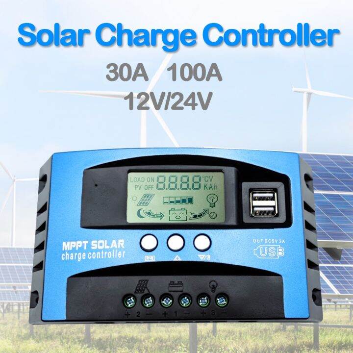 Mppt Solar Charge Controller 100A 30A Power Dual USB LCD Display Solar Regulator 12V Solar ...