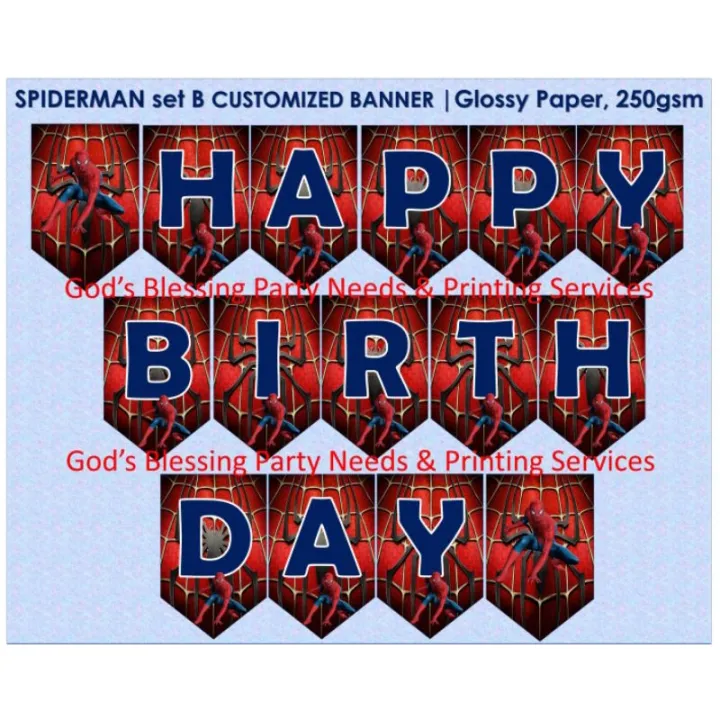 SPIDERMAN CUSTOMIZED BIRTHDAY BANNER (1set)9go | Lazada PH