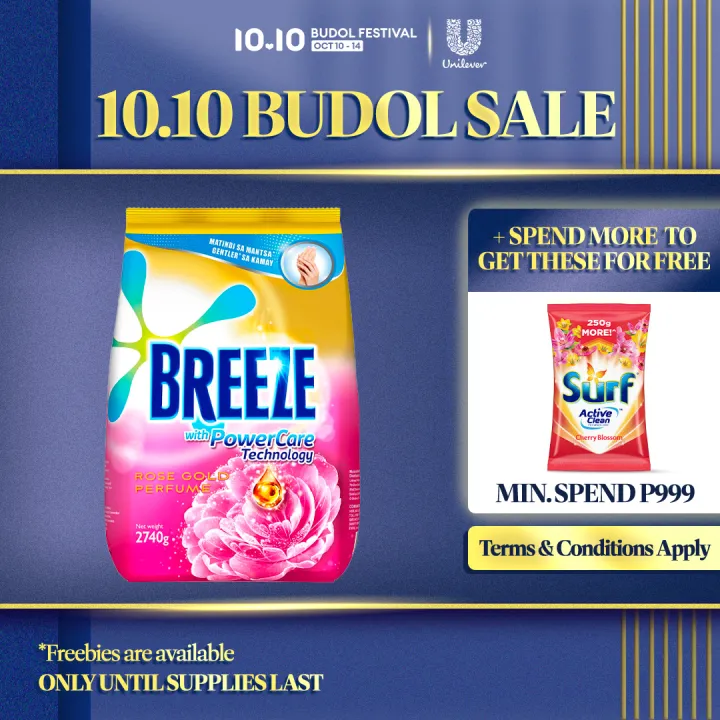 Breeze Laundry Powder Detergent Rose Gold Perfume 2.74kg Pouch | Lazada PH