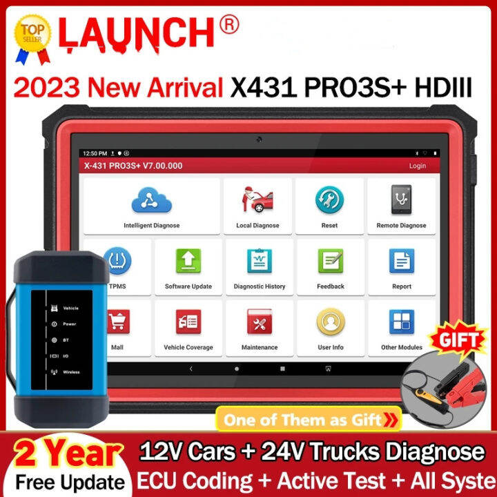 LAUNCH X431 PRO3S+ HDIII For 12V Car & 24V heavy Truck Full System Diagnosis tool, 31+ Reset ...