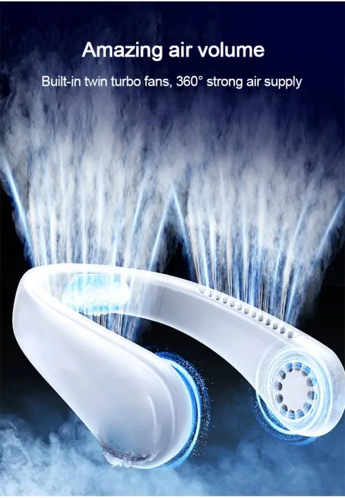 Portabel Neck Fan 4000mAh USB Rechargeable Hanging Personal Mini Fans ...
