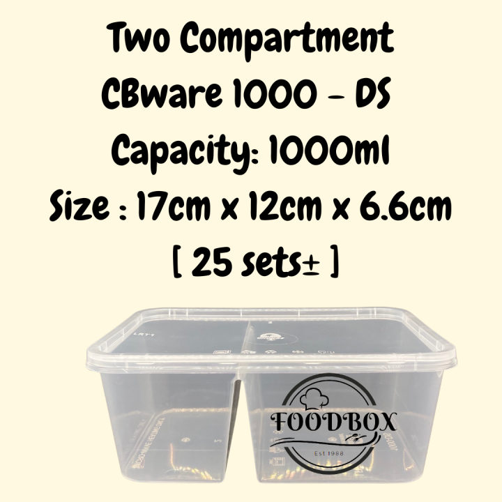 FOODBOX - [ 25sets± ] CHUNBE 1000DS Two( 2 ) Compartment Rectangular ...