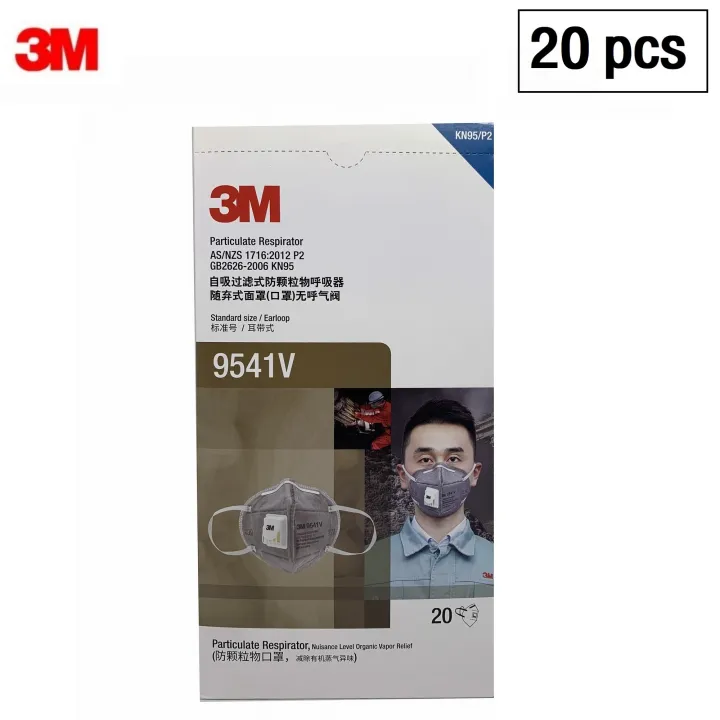 3M 9541V P2 KN95 (20ชิ้น) หน้ากากป้องกันฝุ่นละออง กลิ่น พร้อมวาล์ว ...