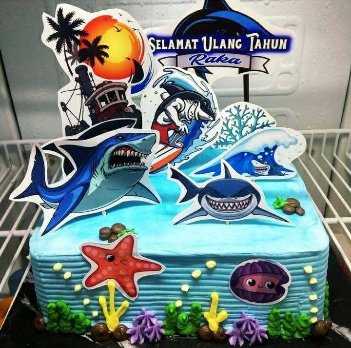 cake topper megalodon/hiu/shark | Lazada Indonesia