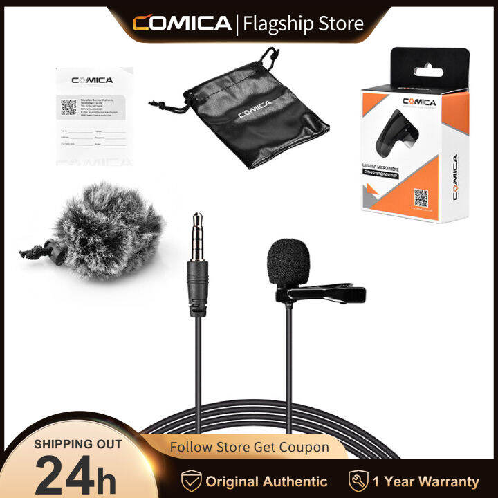 COMICA CVM-V01SP Lavalier Microphone Condenser Wired Lapel Microphone for 3.5mm TRRS Smartphones ...