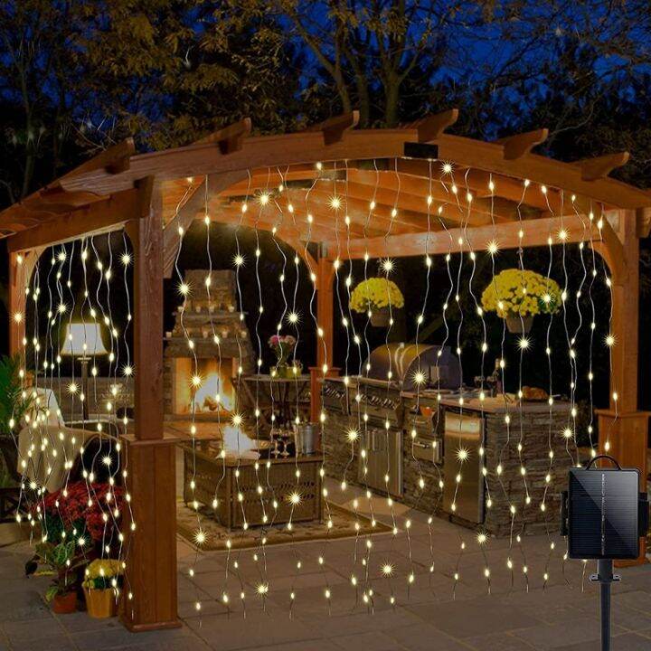 Curtain String Lights Outdoor 8 Modes Wire 3Mx3M Decoration 2024 ...