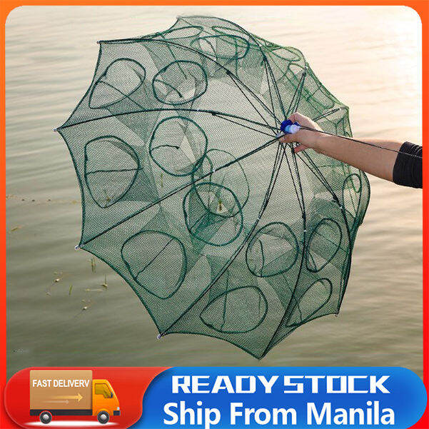 【24hours delivery】Folded Portable 6/8 Holes Fishing Net Network Casting ...