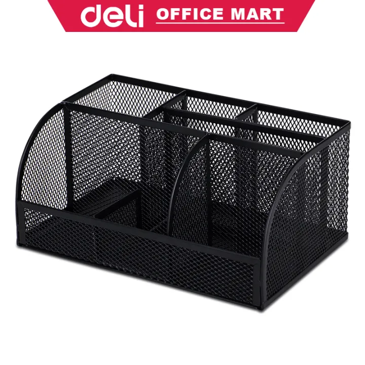 Deli Rak Pulpen 7 Divisi Desk Meja Organizer Warna Hitam Tempat Pensil ...
