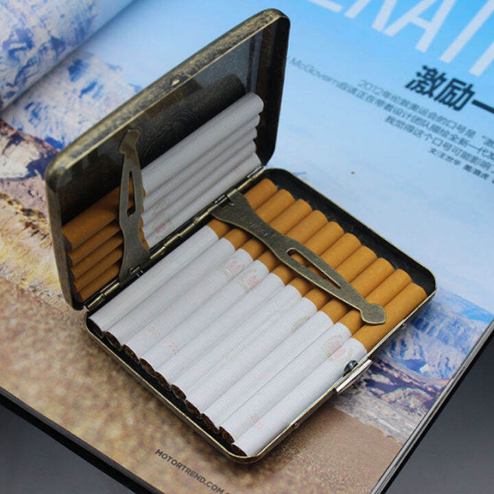 Vintage Metal Cigarette Case Box Portable 20 Cigarettes Case Holder ...