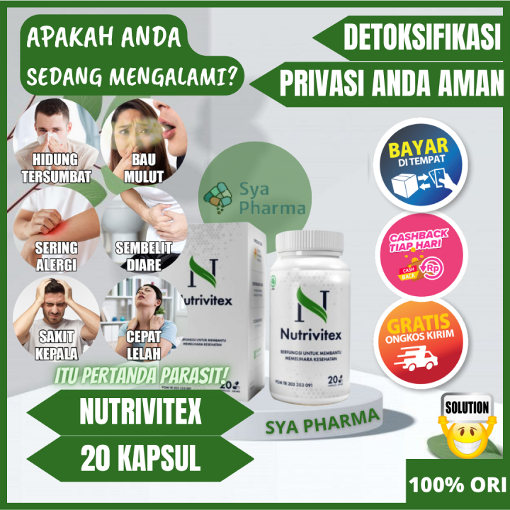 Suplemen Nutrivitex Obat Parasit, Bau Mulut dan Cacingan 20 Kapsul ...