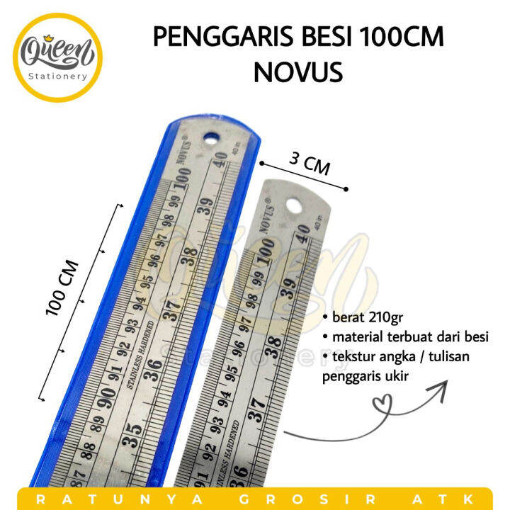 1 PCS PENGGARIS BESI 100CM NOVUS RULER MISTAR GARISAN PANJANG 1 METER ...