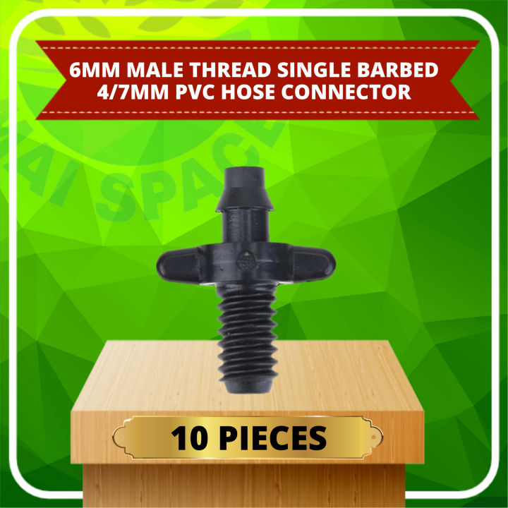 6mm MALE THREAD SINGLE BARBED 4/7MM PVC HOSE CONNECTOR DRIP IRRIGATION ...