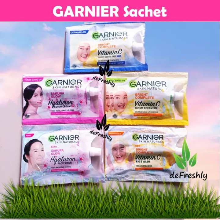 GARNIER Sachet - Bright Complete Serum Cream Krim Siang Malam | Sakura ...