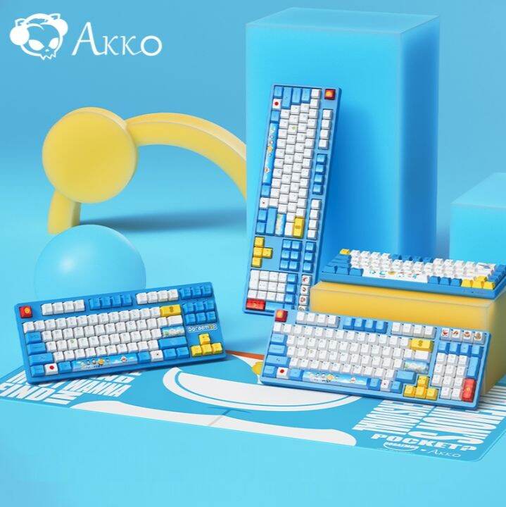 AKKO 3108 Doraemon joint mechanical keyboard game blue and white PBT ...