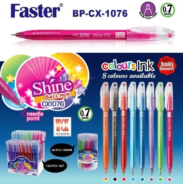 FASTER SHINE COLOURS INK BALL POINT PEN BP-CX-1076 ( 8 COLOURS ...