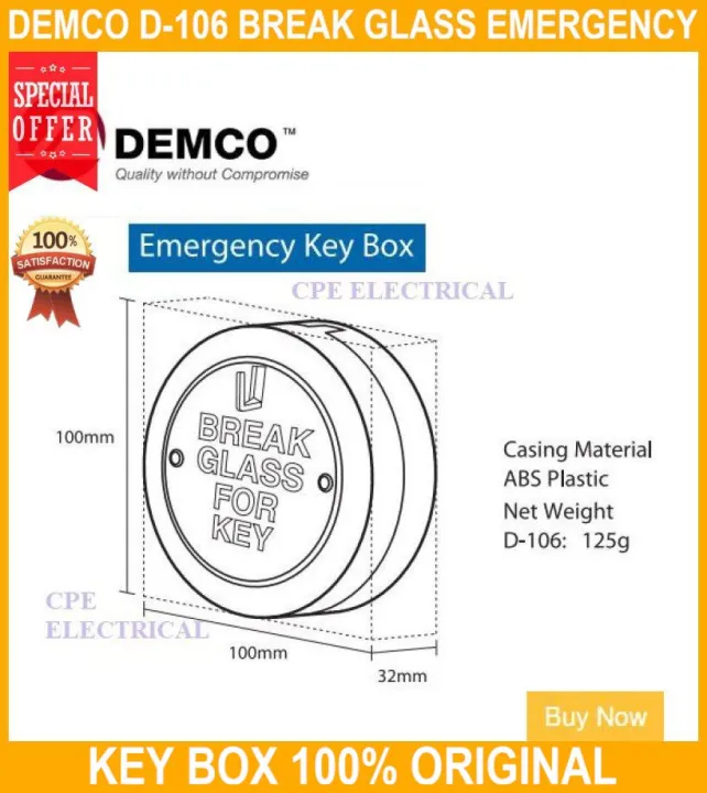 Demco D-106 Break Glass Emergency Key Box 100% ORIGINAL | Lazada