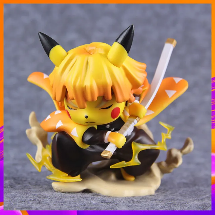 Demon Slayer Pokemon Pikachu Agatsuma Zenitsu หุ่นแอ็กชัน10ซม. ของสะสม ...