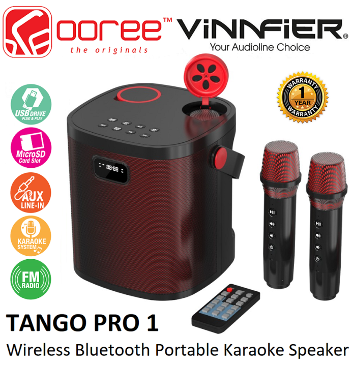 VINNFIER TANGO PRO 1 PORTABLE AND POWERFUL WIRELESS BLUETOOTH KARAOKE SPEAKER WITH TWIN WIRELESS ...