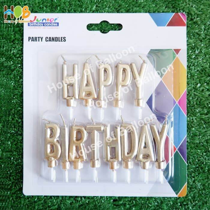 Lilin Ulang Tahun Happy Birthday Stik Metalik Chrome Gold Silver Huruf ...