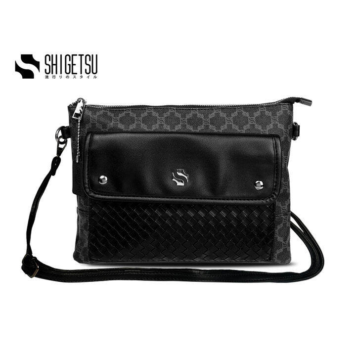 Shigetsu Signature HATEGAYA Monogram Bag leather sling bag for men ...
