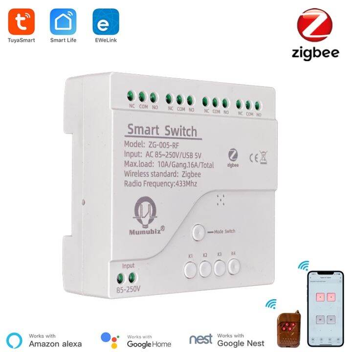 Tuya Smart Zigbee 220V Switch 4 Channel With Ding Rail Housing Work ...