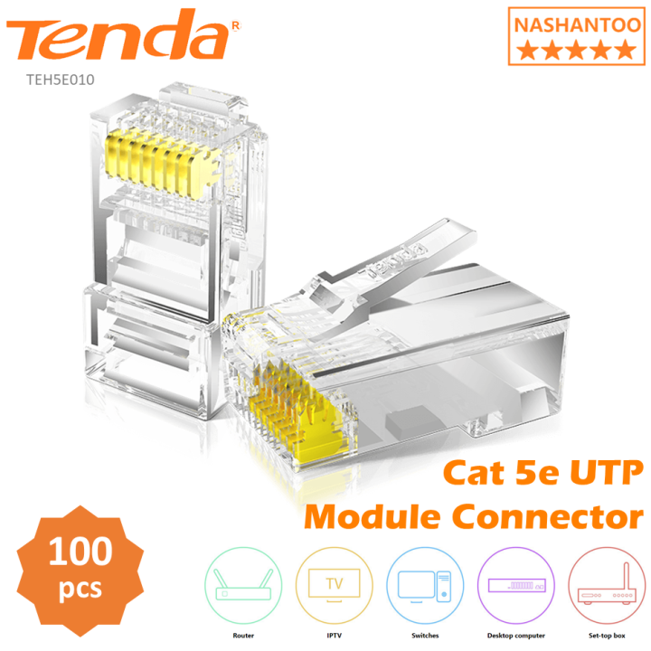 Tenda 100pcs RJ45 Connector for Cat5e/Cat6 8-core UTP Module Connector ...