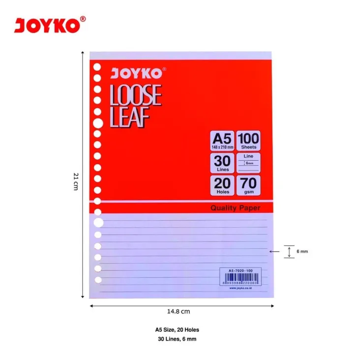 Loose Leaf Joyko Kertas Binder Ukuran A5 isi 50lbr dan 100lbr | Lazada Indonesia