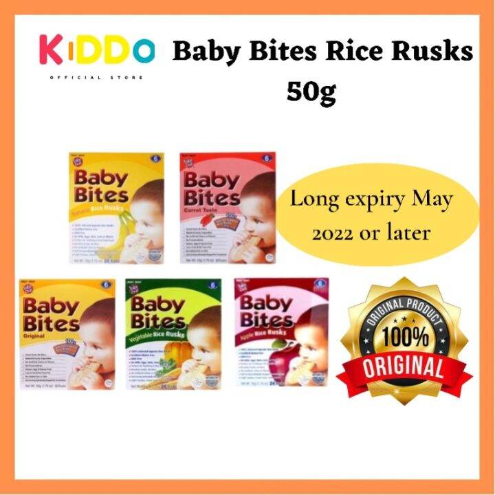Halal Baby Biscuit - Baby Bites Rice Rusks All Flavour 50g | Lazada