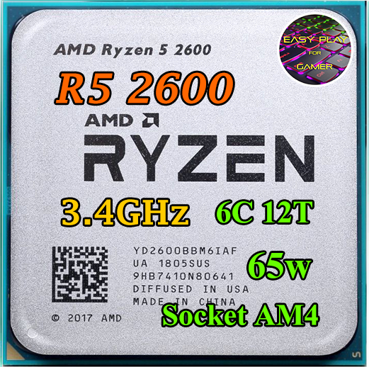 AMD Ryzen 2600 R5 2600 GHz Six-Core Twelve-Core 65W CPU