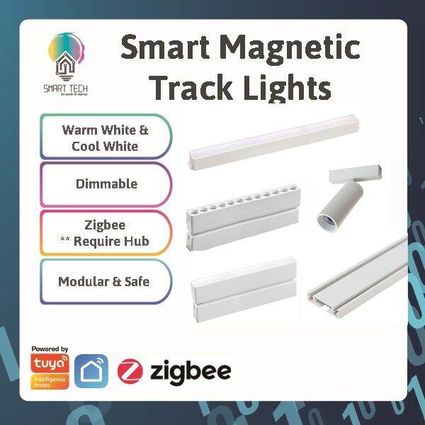 (Local Stock) White Tuya Smart Zigbee Magnetic Track Light System 48VDC ...