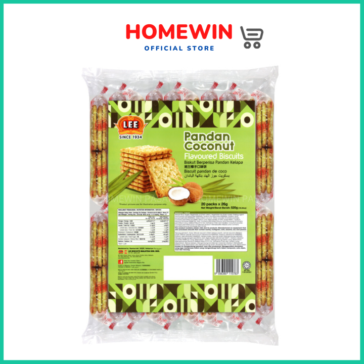 Lee Biscuits Pandan Coconut (26g x 20 Packs) | Lazada