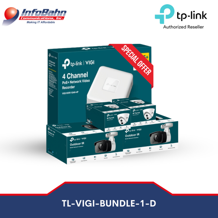 TP-link 4 Channel IP Camera Surveilance Kit Bundle D (1)TP-LINK VIGI KIT - (2) C420I (2.8mm ...