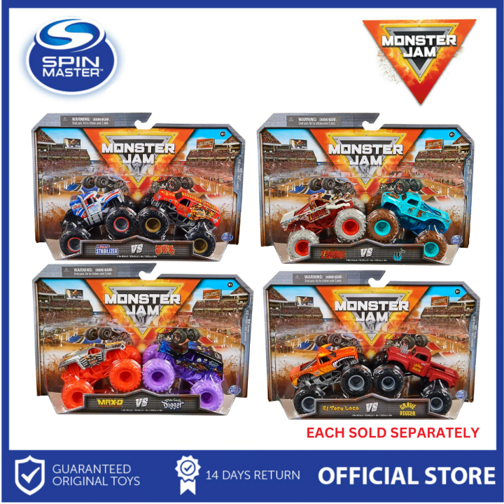 Monster Jam 1:64 Scale True Metal Die-cast trucks 2-Packs (Stripes VS ...