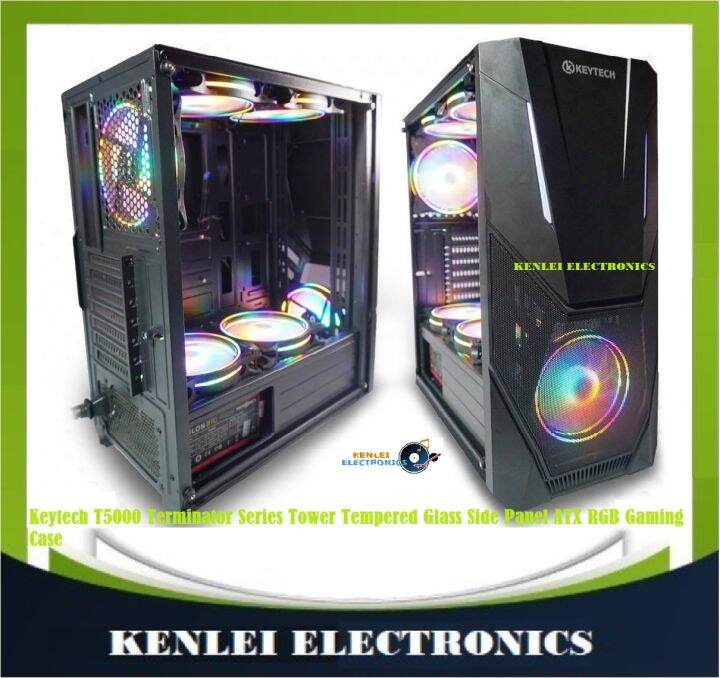 Keytech T5000 Terminator Series Tower Tempered Glass Side Panel ATX RGB ...
