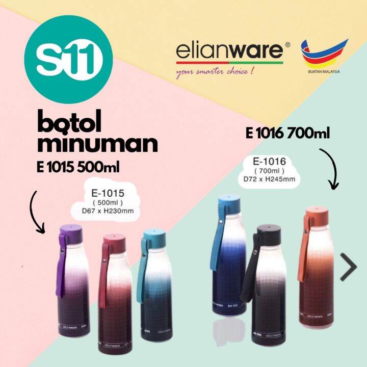 Elianware 550ml/700ml Water Tumbler with Stripe, Botol Air, BPA Free ...