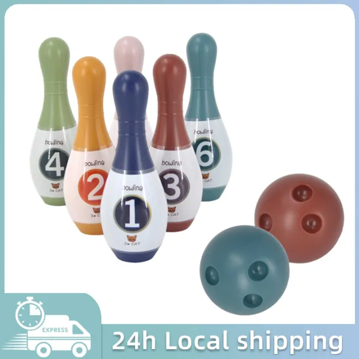 6 Pins Kids Bowling Toys Bowl Game Toy Set 2 Bowling Balls Child ...
