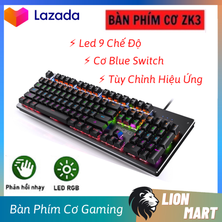Bàn phím Cơ ZK3 GAMING - CƠ BLUESWITCH ,Led RGB Đổi Màu 10 Chế Độ ...