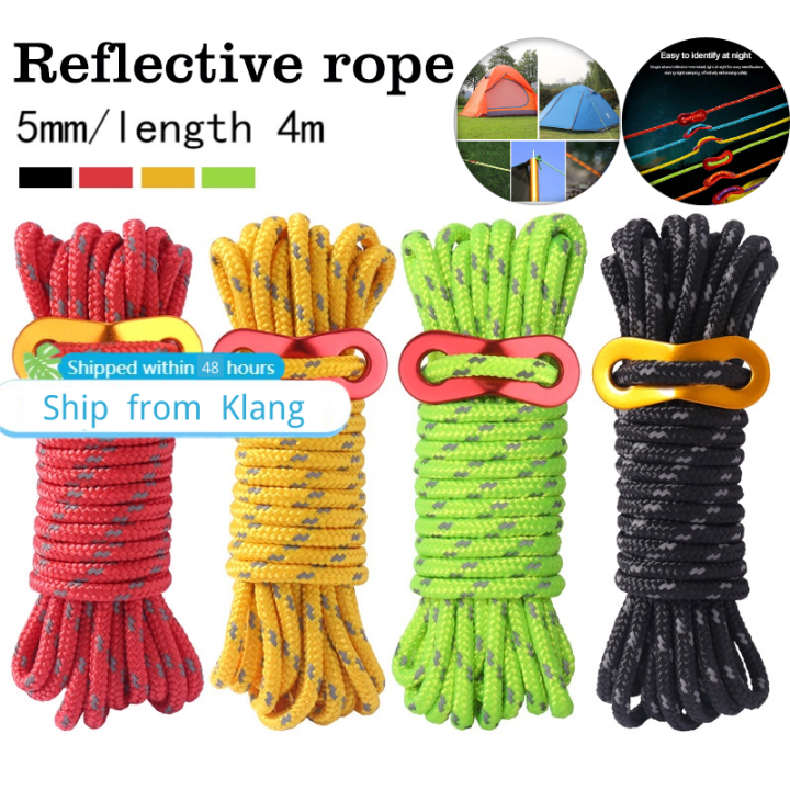 Camping Rope Tent Rope 4 Meter 5mm Thick Paracord Polyester Reflective ...