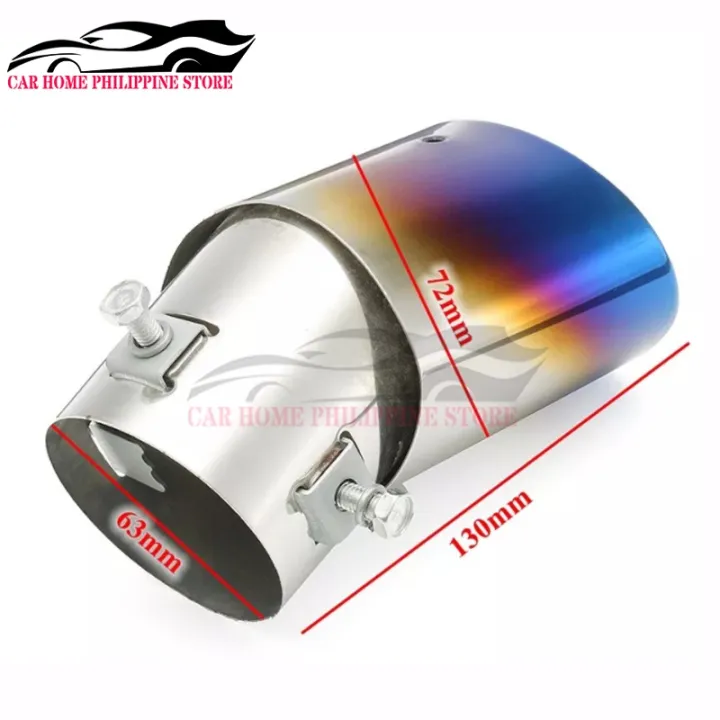 Universal Half Blue Car Exhaust Muffler Tip Round Stainless Steel ...