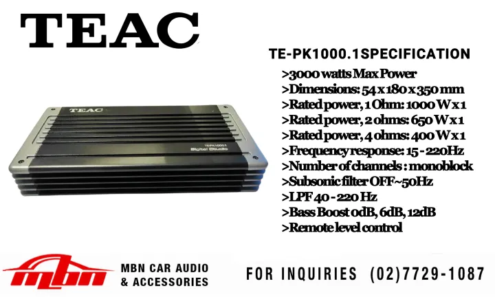 TEAC MONOBLOCK AMPLIFIER (TE-PK1000.1) | Lazada PH