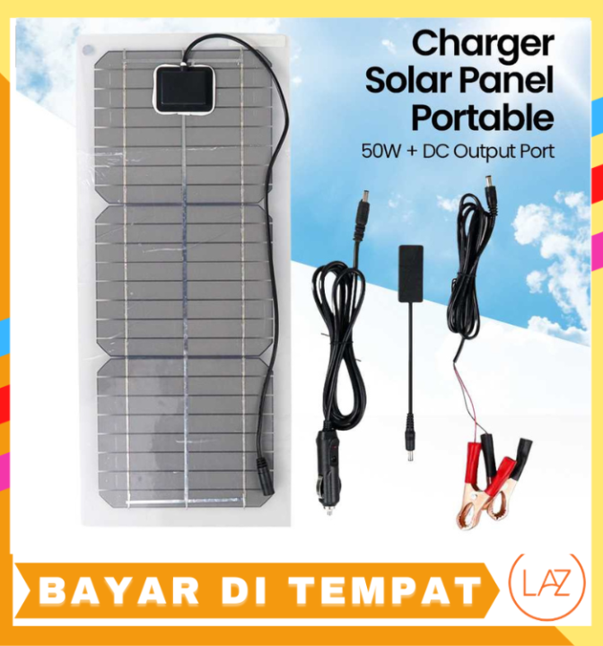 COD - CHARGER SOLAR PANEL PORTABLE 50W + DC OUTPUT PORT - BO37 / Solar ...