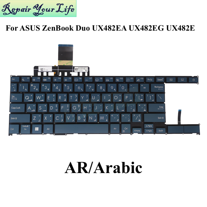 UX482 US UK Arabic English Backlit Keyboard for ZenBook Duo 14 UX482EA ...
