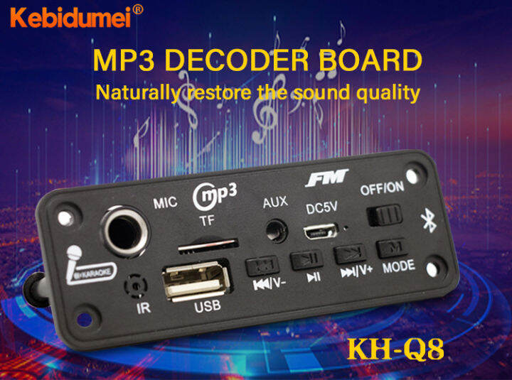 Kebidumei 6W khuếch đại DC 5V Bảng Mạch Giải Mã MP3 Bluetooth 5.0 USB TF Đài phát thanh thu FM ...