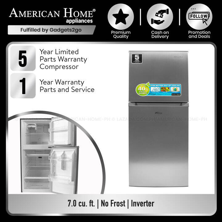 American Home 7.0 cu. ft. Two Door No Frost Inverter Refrigerator ARTM-INV717S | Lazada PH