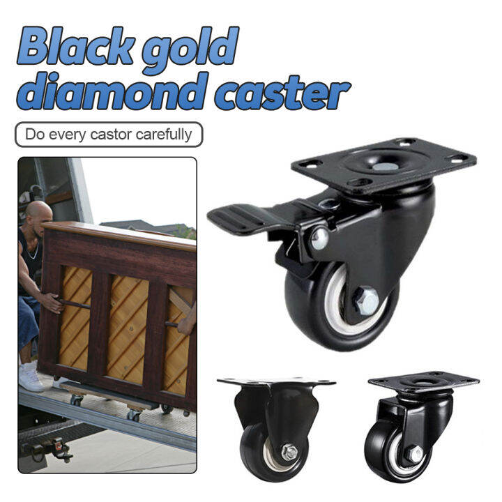 2’ Caster Threaded Stem with Brake Lock 4 Pack Swivel Stem Casters for ...