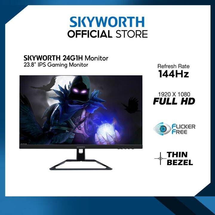 Skyworth 23.8" IPS 144Hz Gaming Monitor, 24G1H, HDMI/DP, FHD, VESA ...