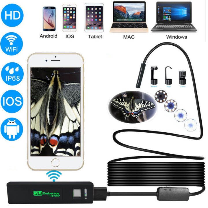 1200P Wifi Endoscope Camera for HD 8mm Android IOS Borescope Waterproof ...