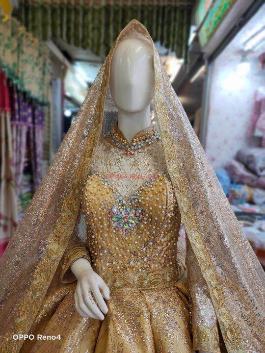 gaun pengantin model india gold | Lazada Indonesia