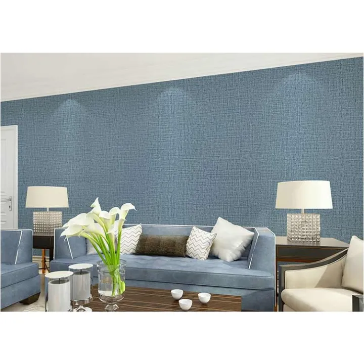 Wallpaper PVC Self Adhesive 10metersX45cm Waterproof Sticker Blue Linen ...